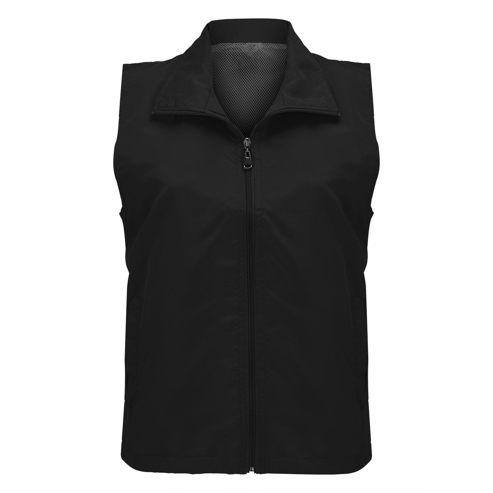 Spring Tops Deals Vest Lapel Sleeveless Pockets Zipper Placket Mesh ...