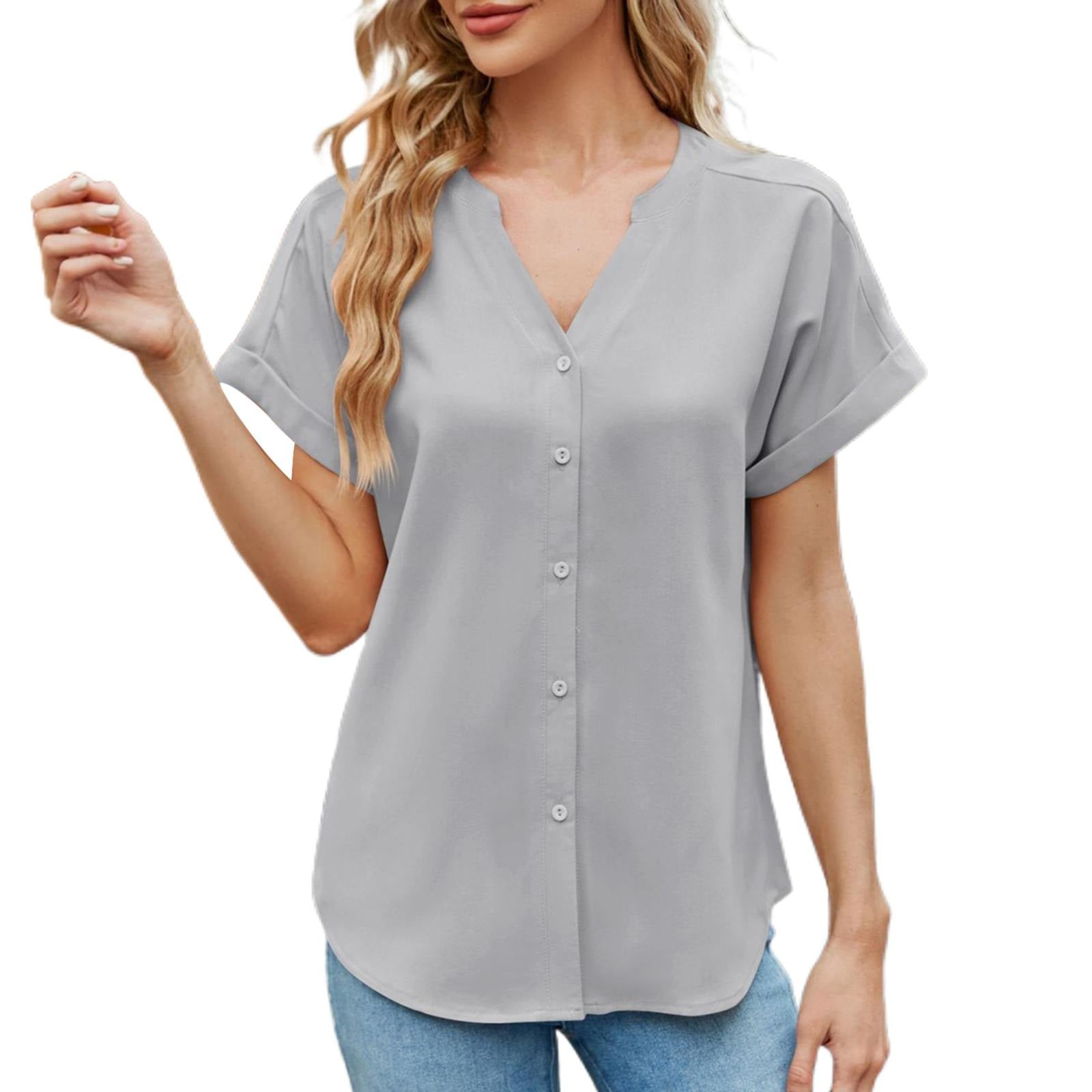 Spring Tops for Women Women's Short Sleeve Comfortable V Neck Casual ...