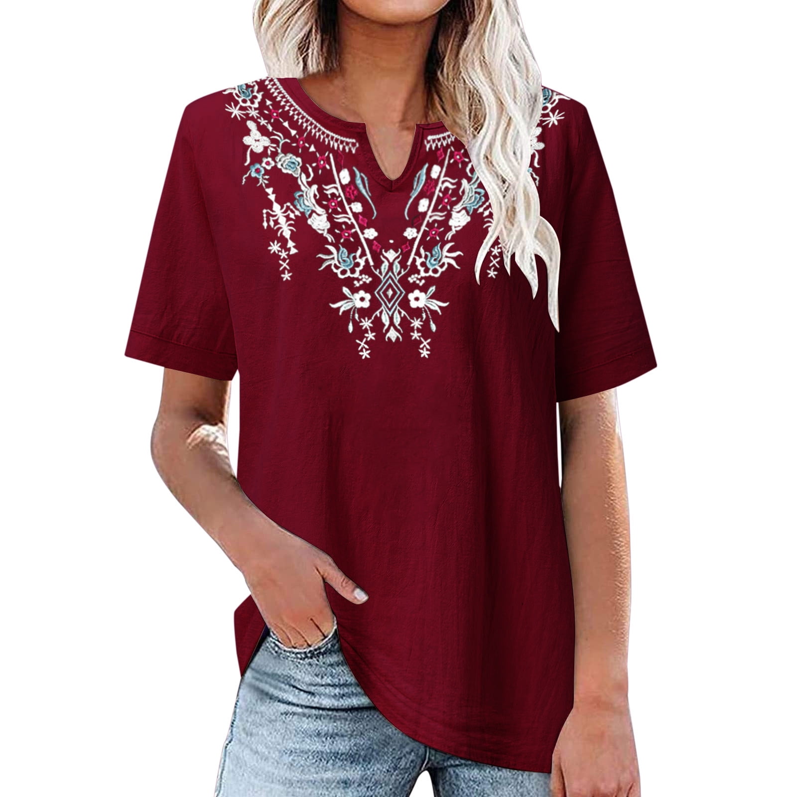 Spring Tops for Women Womens Tops Clearance under $5 Summer Cotton ...
