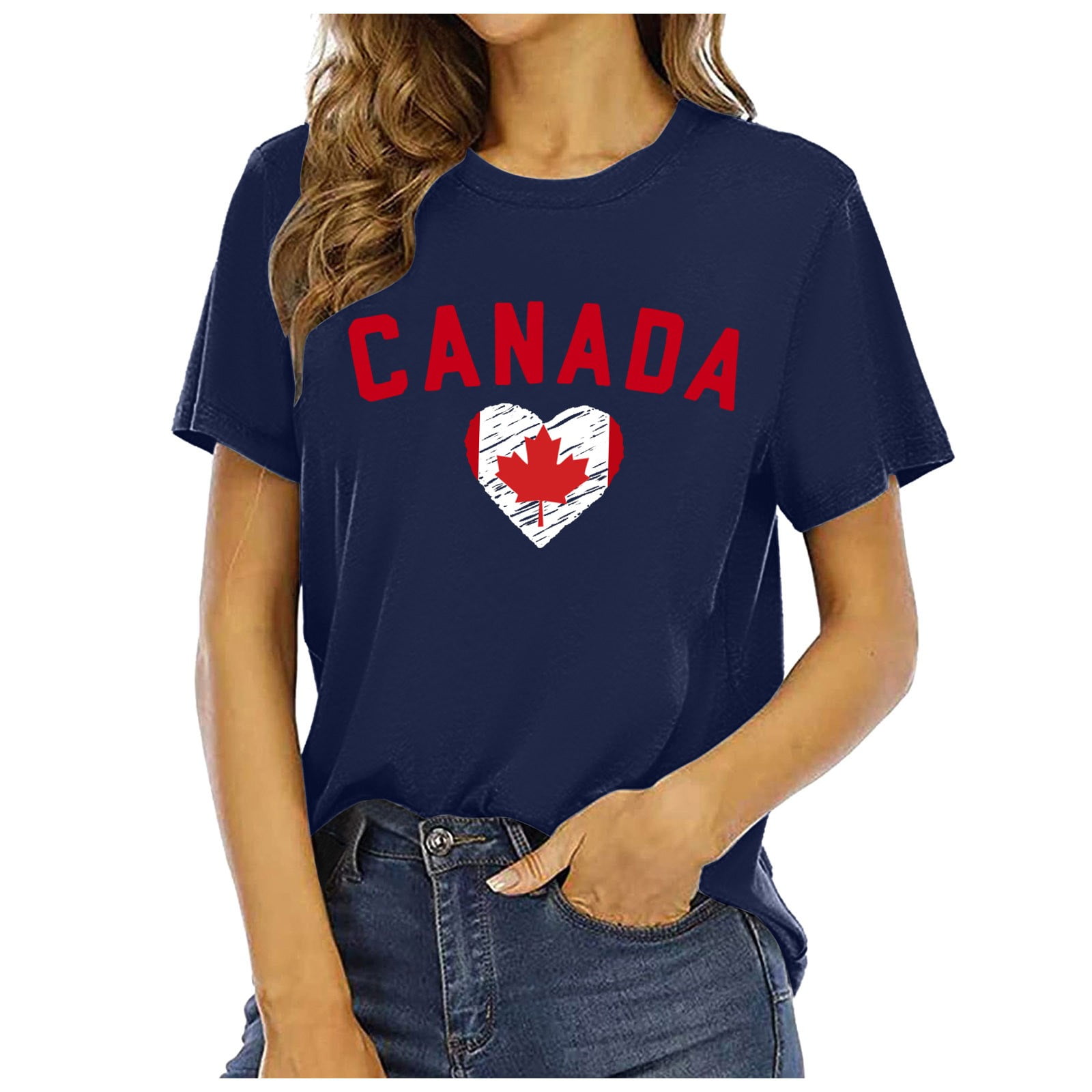 Spring Tops for Women Canada Day Canada Flag Graphic Canadian Maple ...