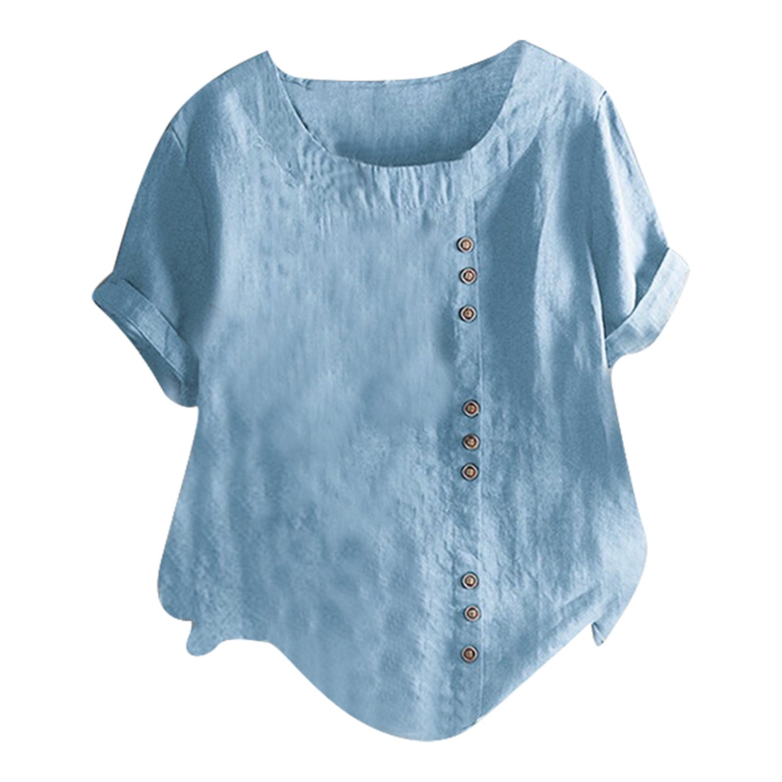 Spring Tops for Women Turtle Neck Slim Fit Half Elbow Short 3/4 Sleeve ...