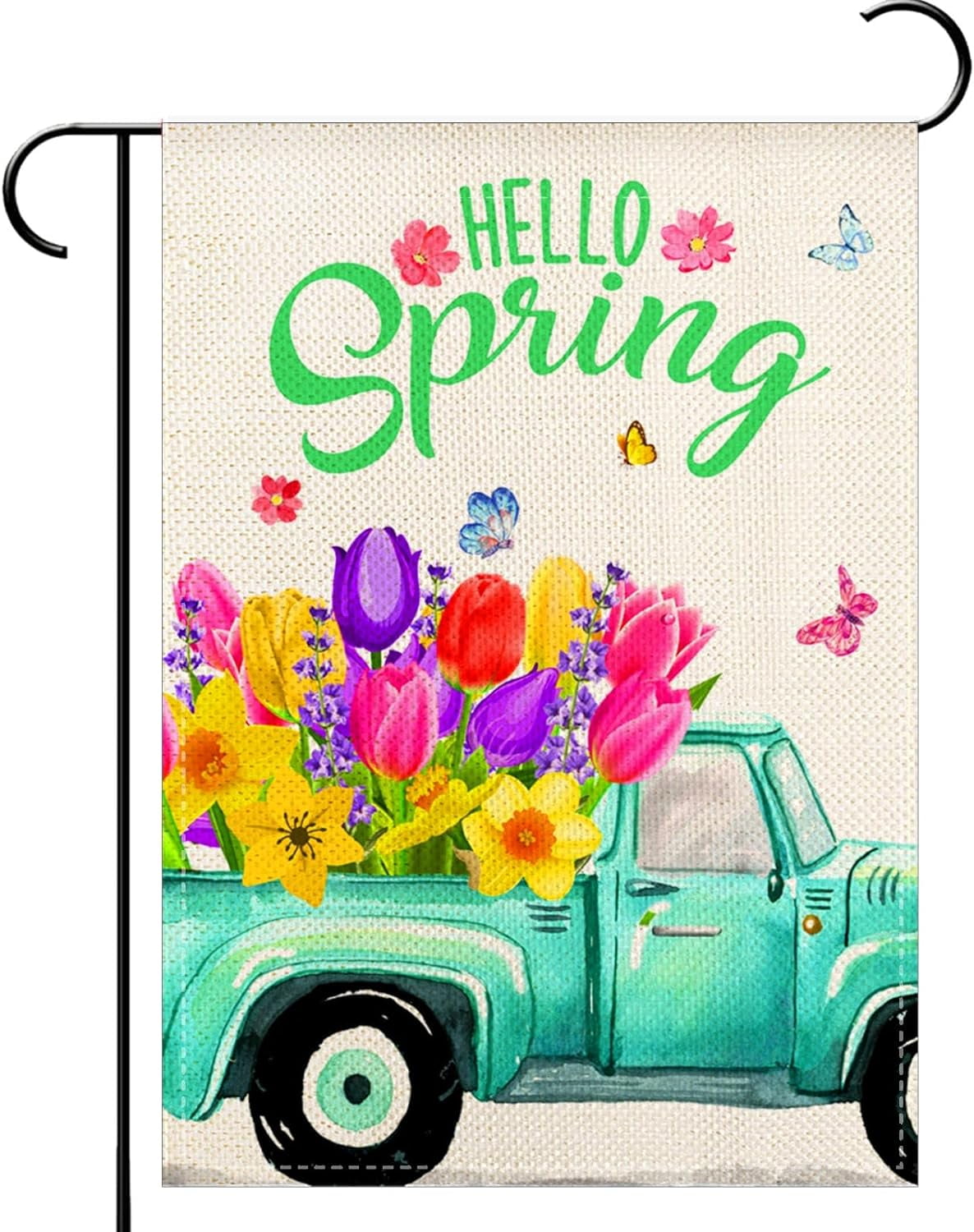 Spring Truck Tulip Garden Flags 12x18 Inch double sided Vertical ...