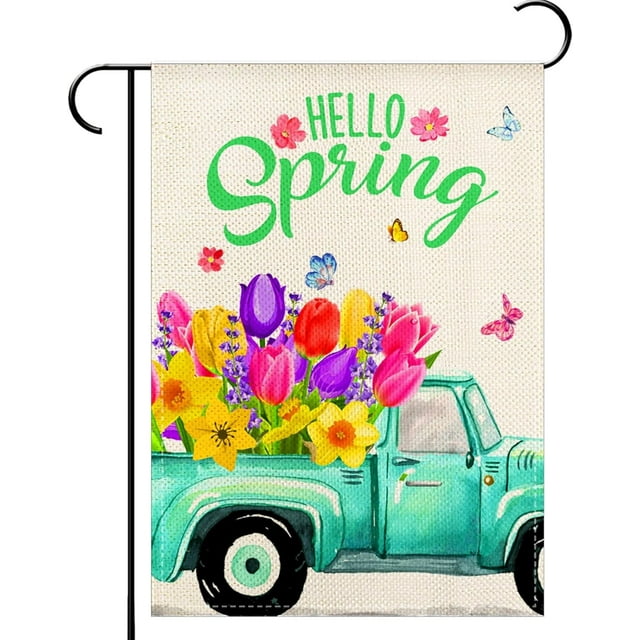 Spring Truck Tulip Garden Flags 12x18 Inch double sided Vertical ...