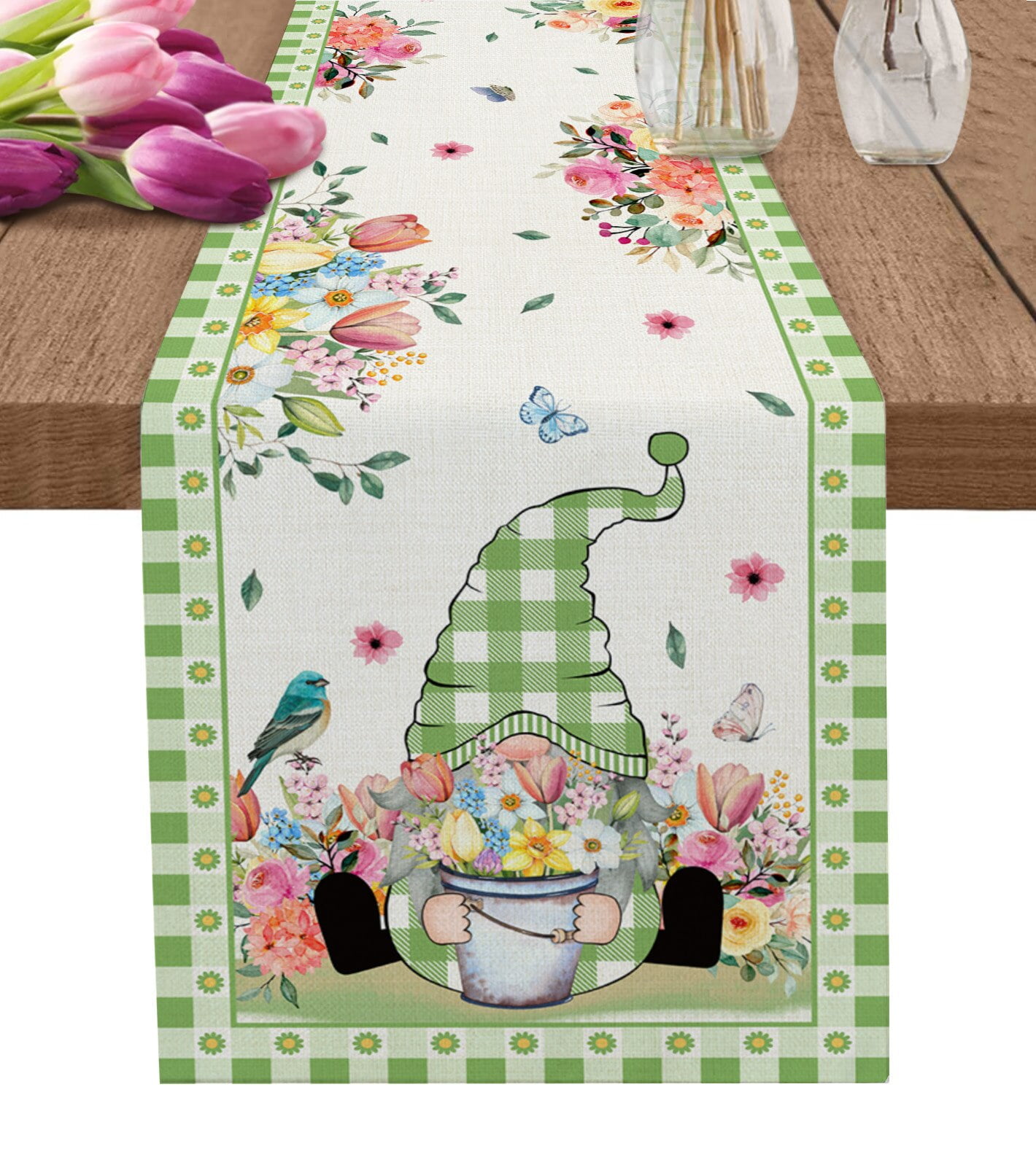 Spring Tulip Color Printed Table Flags Linen Antifouling Table Flags ...