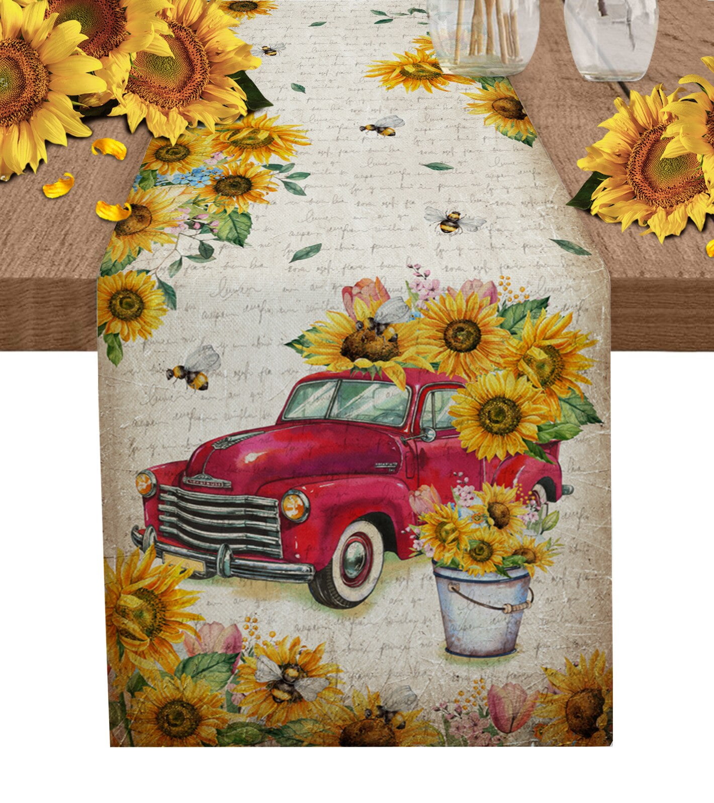 Spring Tulip Color Printed Table Flags Linen Antifouling Table Flags ...