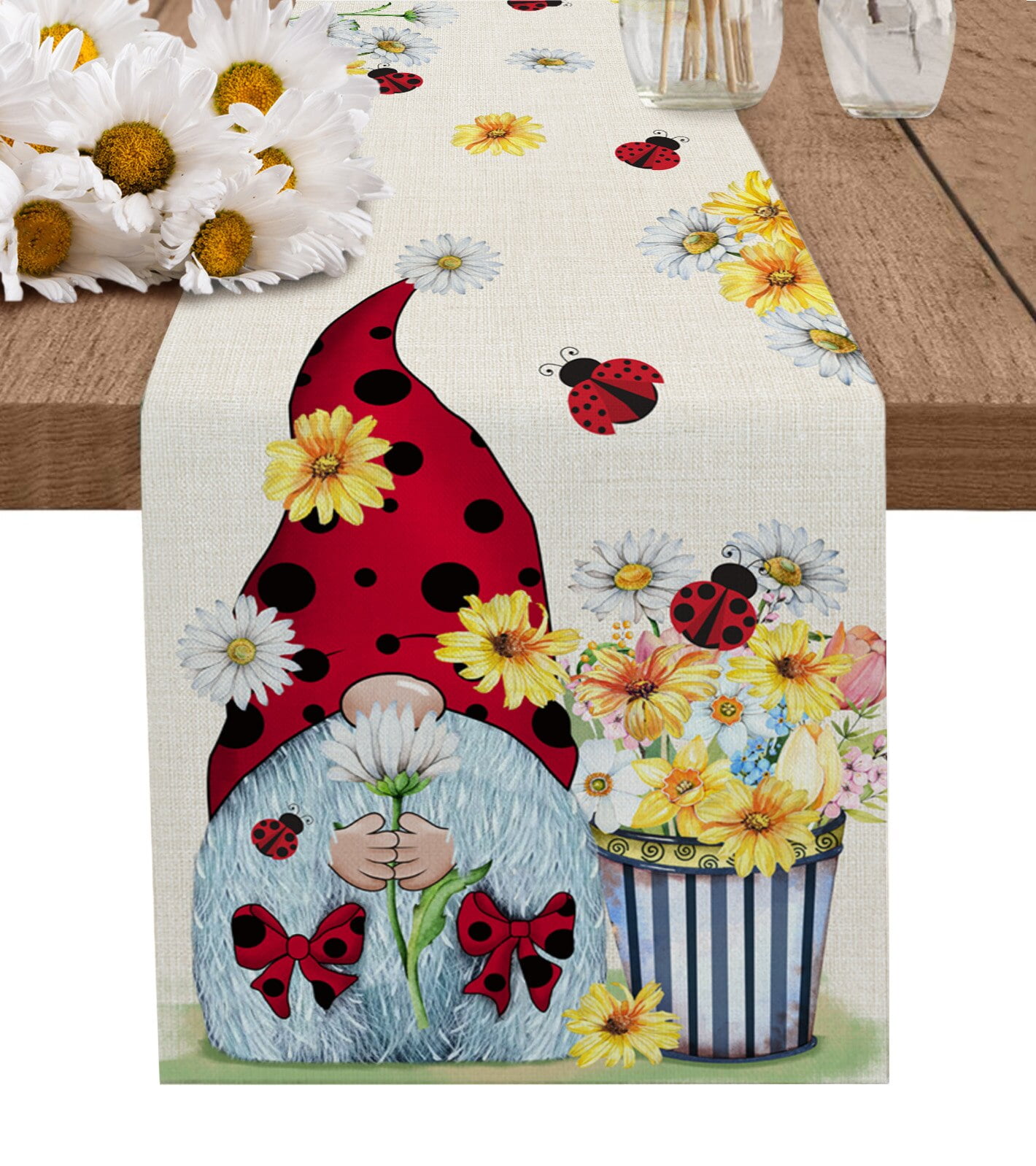 Spring Tulip Color Printed Table Flags Linen Antifouling Table Flags ...