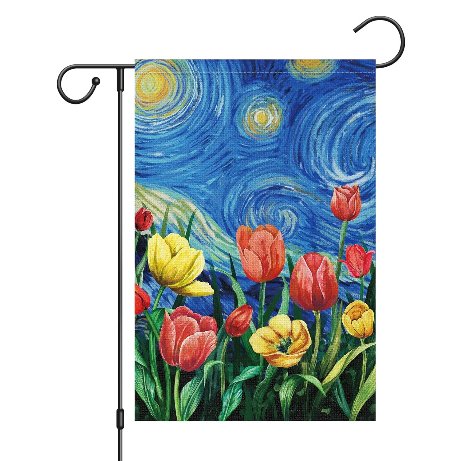 Spring Tulip Garden Flag Double Sided, Farmhouse Small Starry Night ...