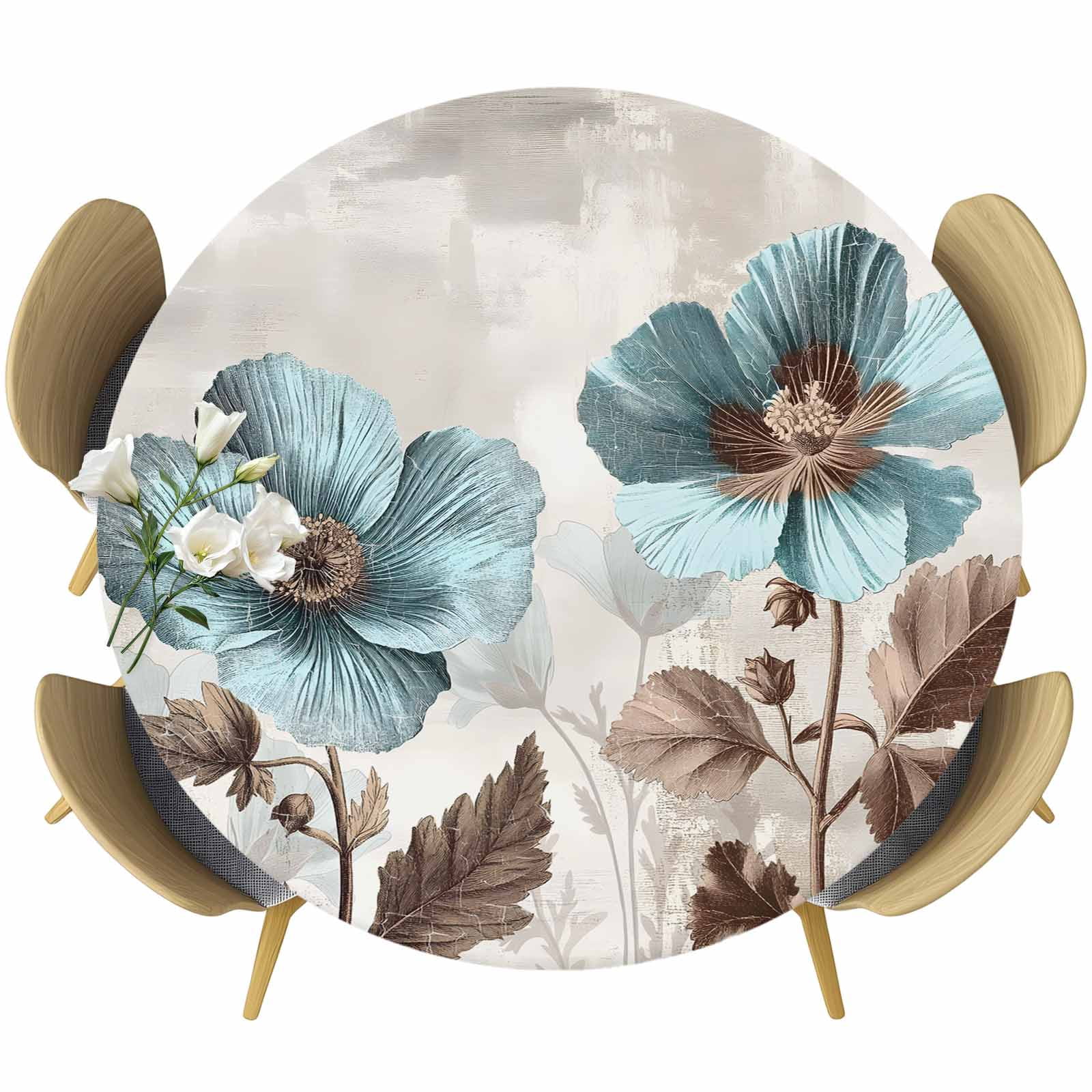 Spring Tulip Round Tablecloth 36-44 Inch Round Fitted Table Cloth with ...