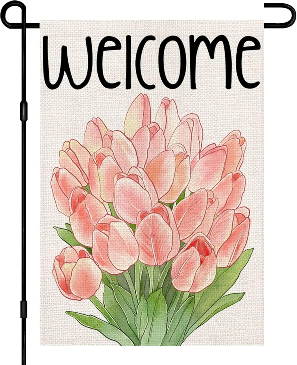 Spring Tulip Welcome Garden Flags 12x18 Double Sided Burlap, Season ...