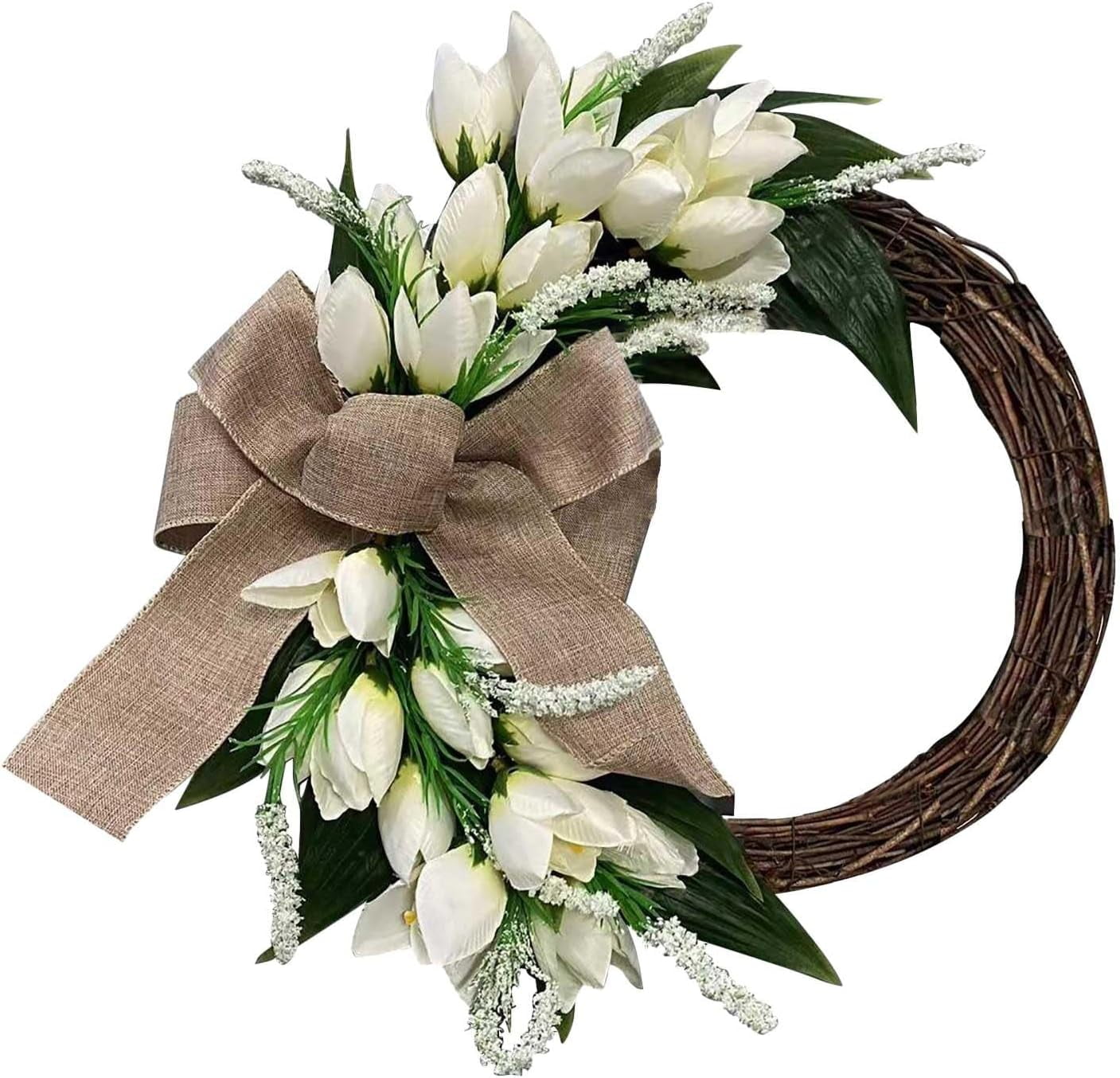 Spring Tulip Wreaths for Front Door, 14 in Artificial Spring Summer ...