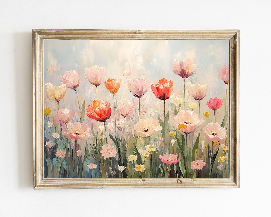 Spring Tulips Farmhouse Wall Decor Poster Amsterdam Tulip Fields ...