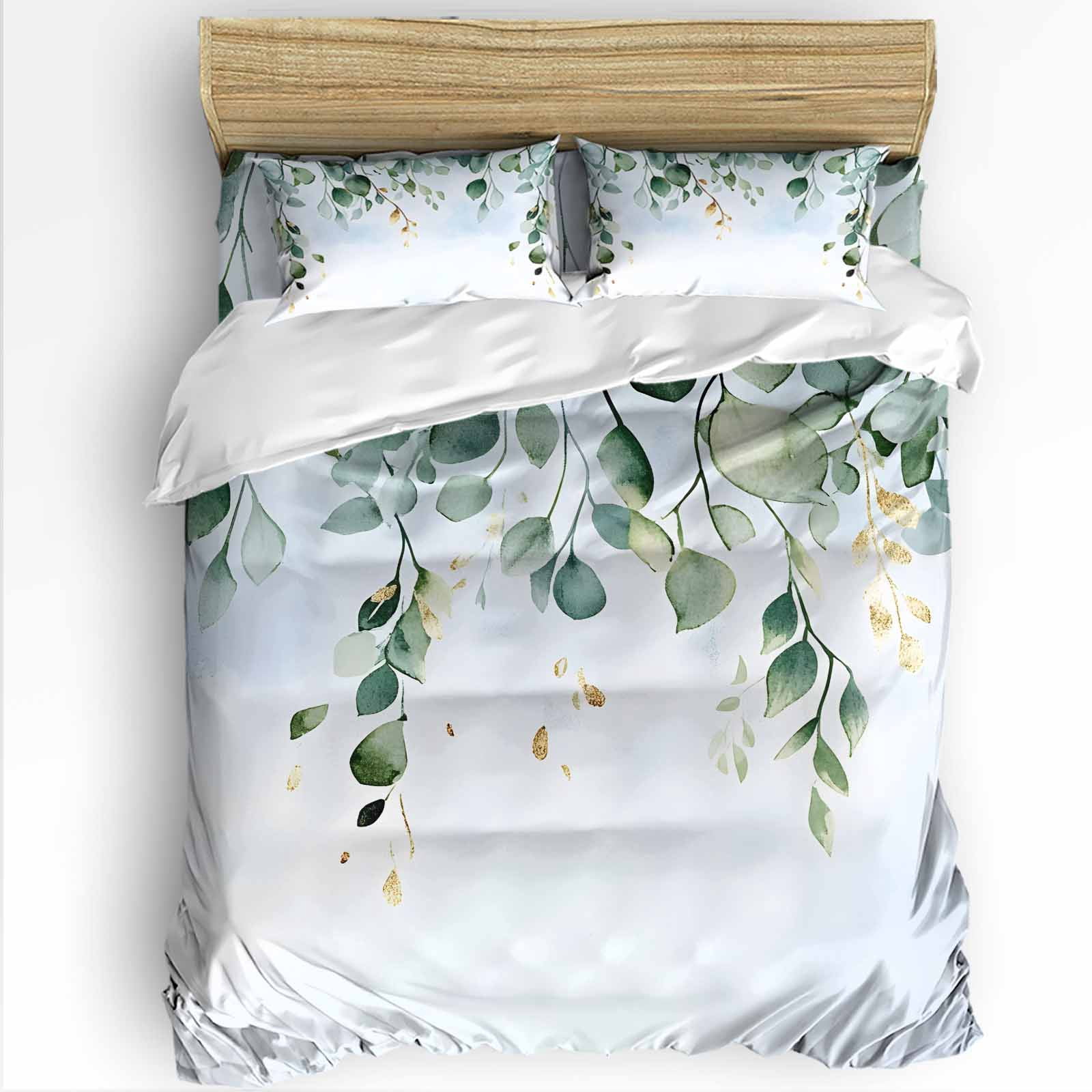 Spring Twin Size Comforter Set, Vintage Sage Green Eucalyptus Leaves ...