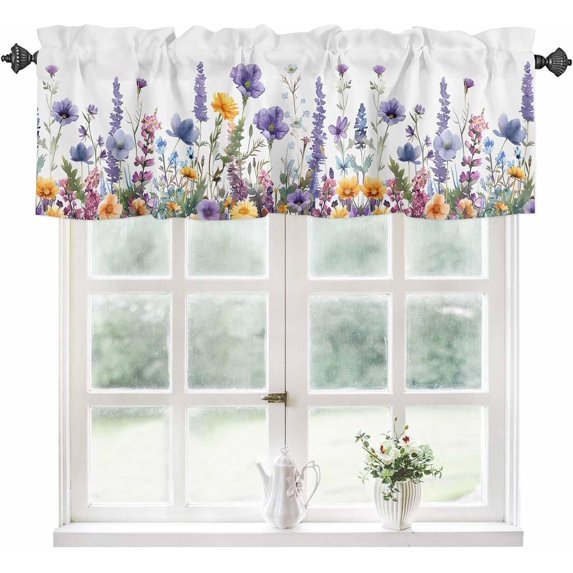 Spring Valance for Windows Kitchen Living Room Valances Rod Pocket ...