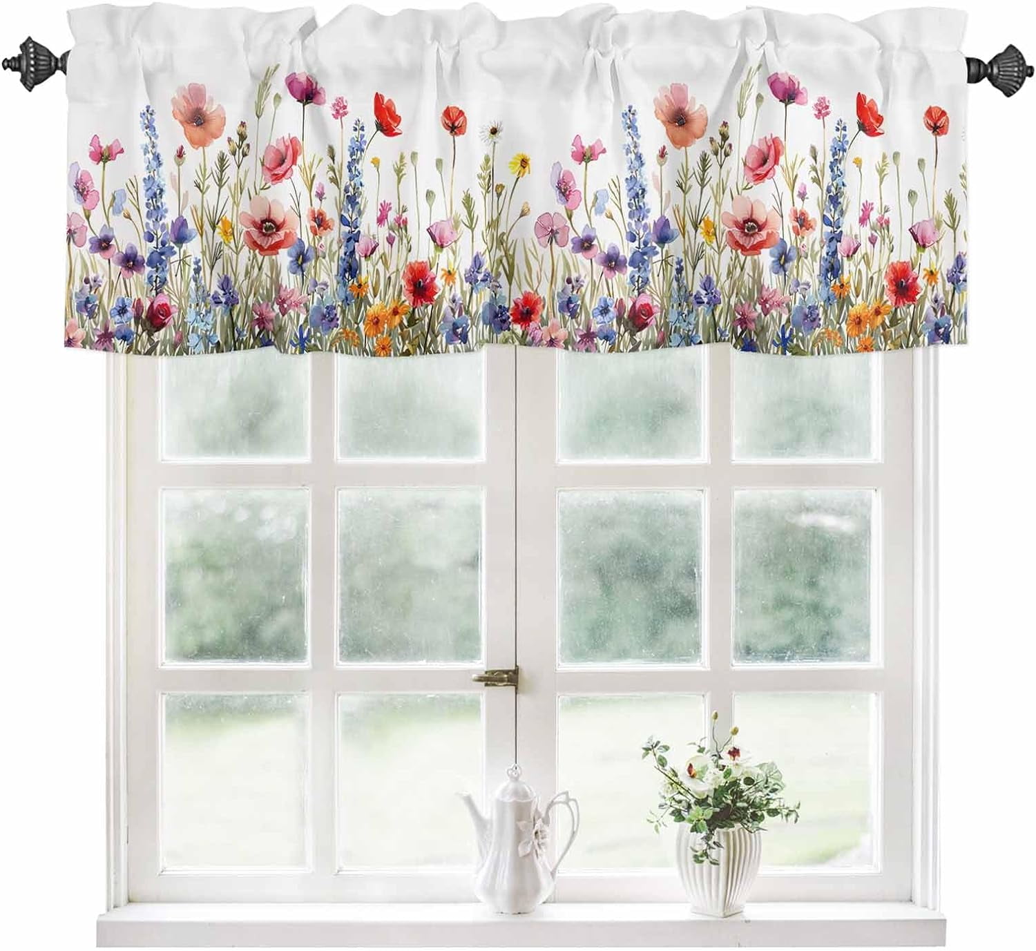 Spring Valance for Windows Kitchen Living Room Valances Rod Pocket ...