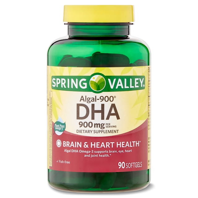 Spring Valley Algal-900 DHA Dietary Supplement, 900 mg, 90 Count ...
