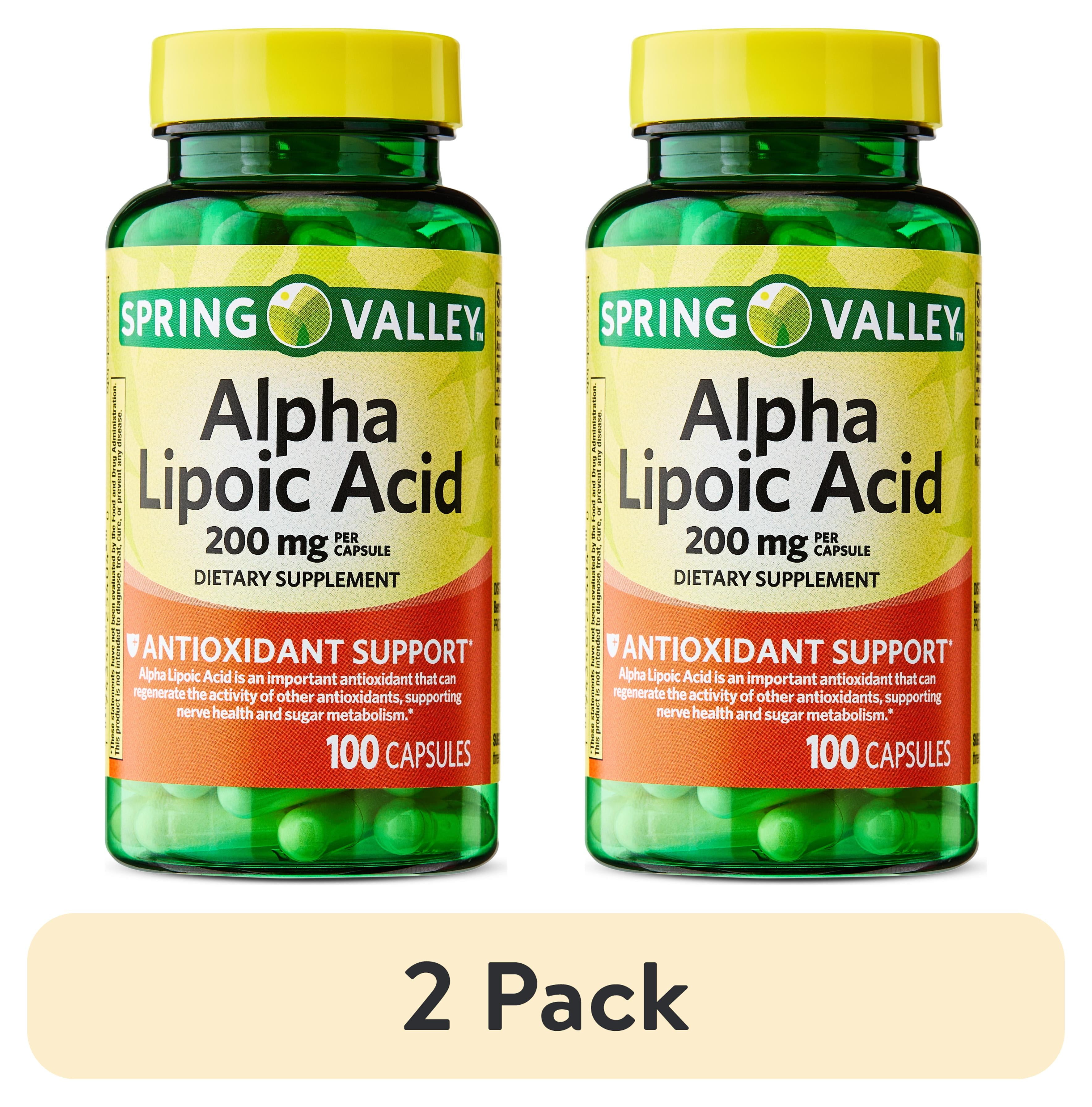 (2 pack) Spring Valley Alpha Lipoic Acid, Antioxidant Support, Dietary ...