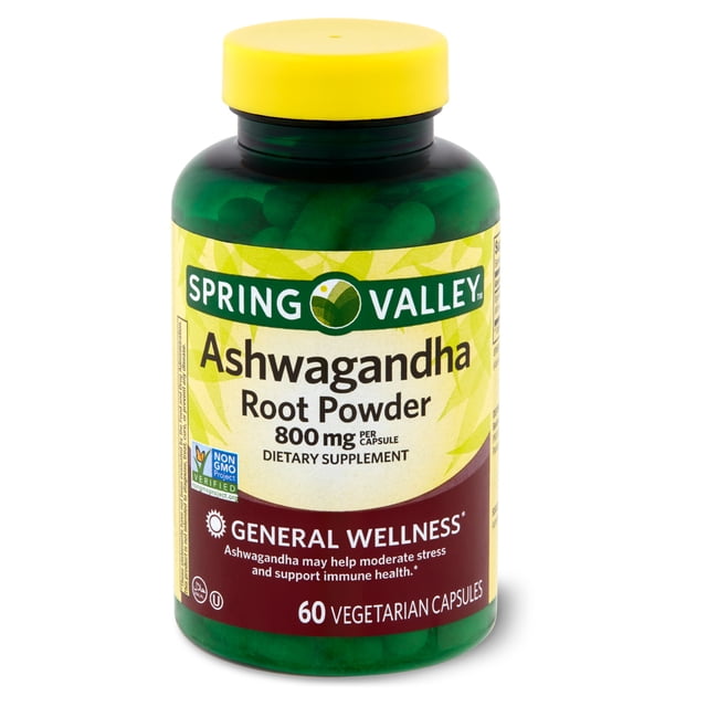 Spring Valley Ashwagandha Root Powder Vegetarian Capsules, 800 mg, 60 ...