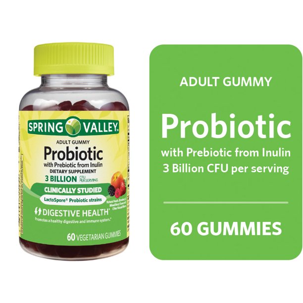 Spring Valley Bacillus Coagulans Probiotic Supplement Gummies, Peach ...