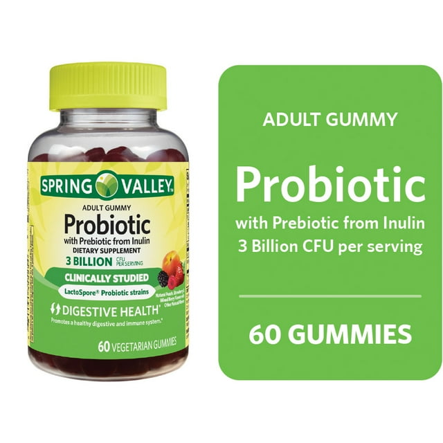 Spring Valley Bacillus Coagulans Probiotic Supplement Gummies, Peach ...
