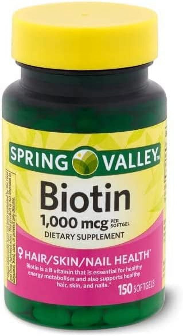 Spring - Valley Biotin 1000 Mcg Softgels for Healthy Skin, Hair and ...