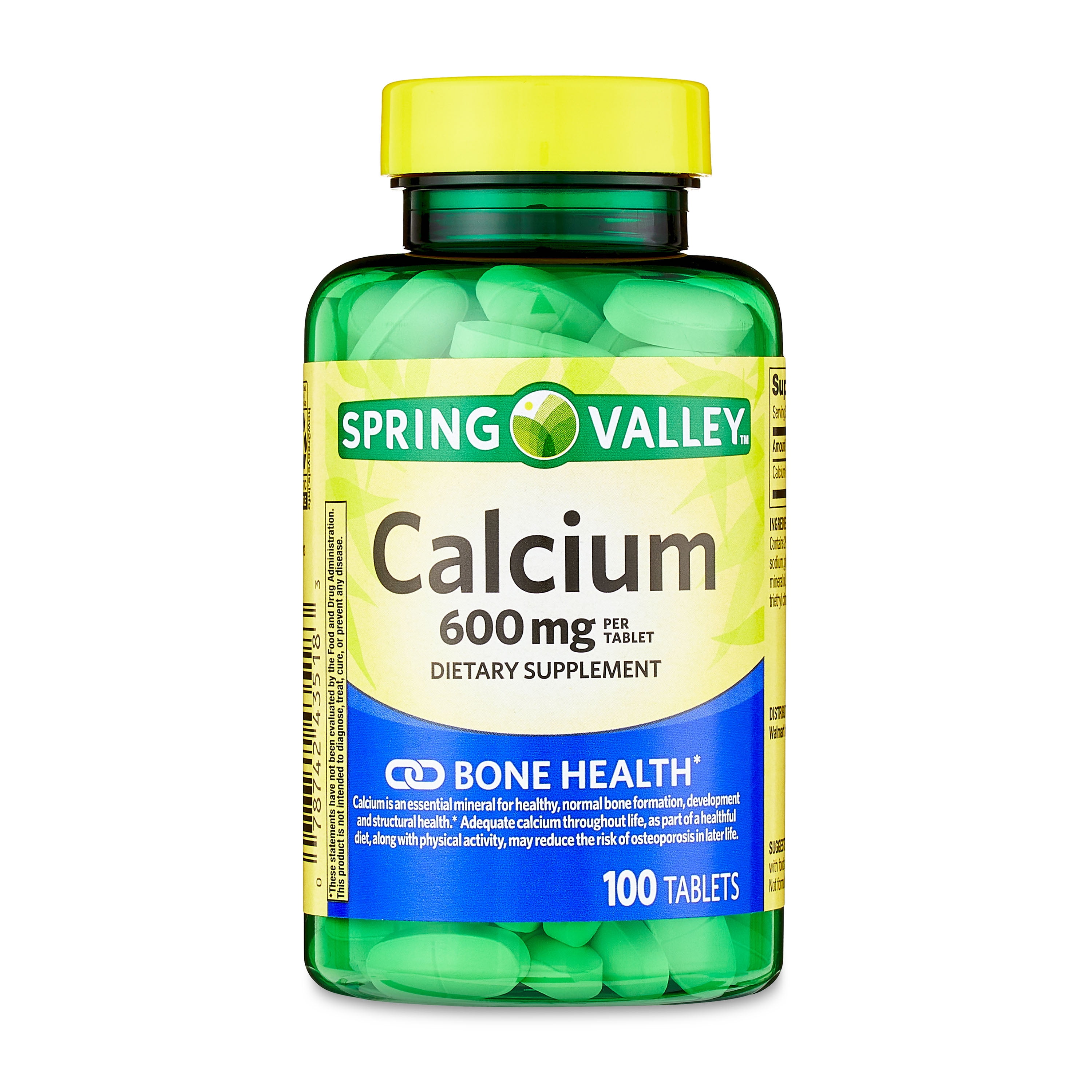 Spring Valley Calcium Bone Health Dietary Supplement Tablets, 600 mg ...