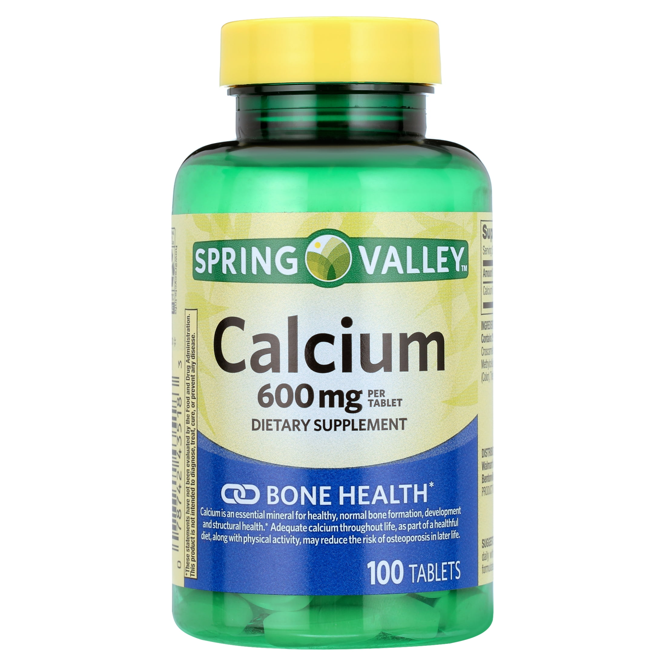 Spring Valley Calcium Bone Health Dietary Supplement Tablets, 600 mg ...