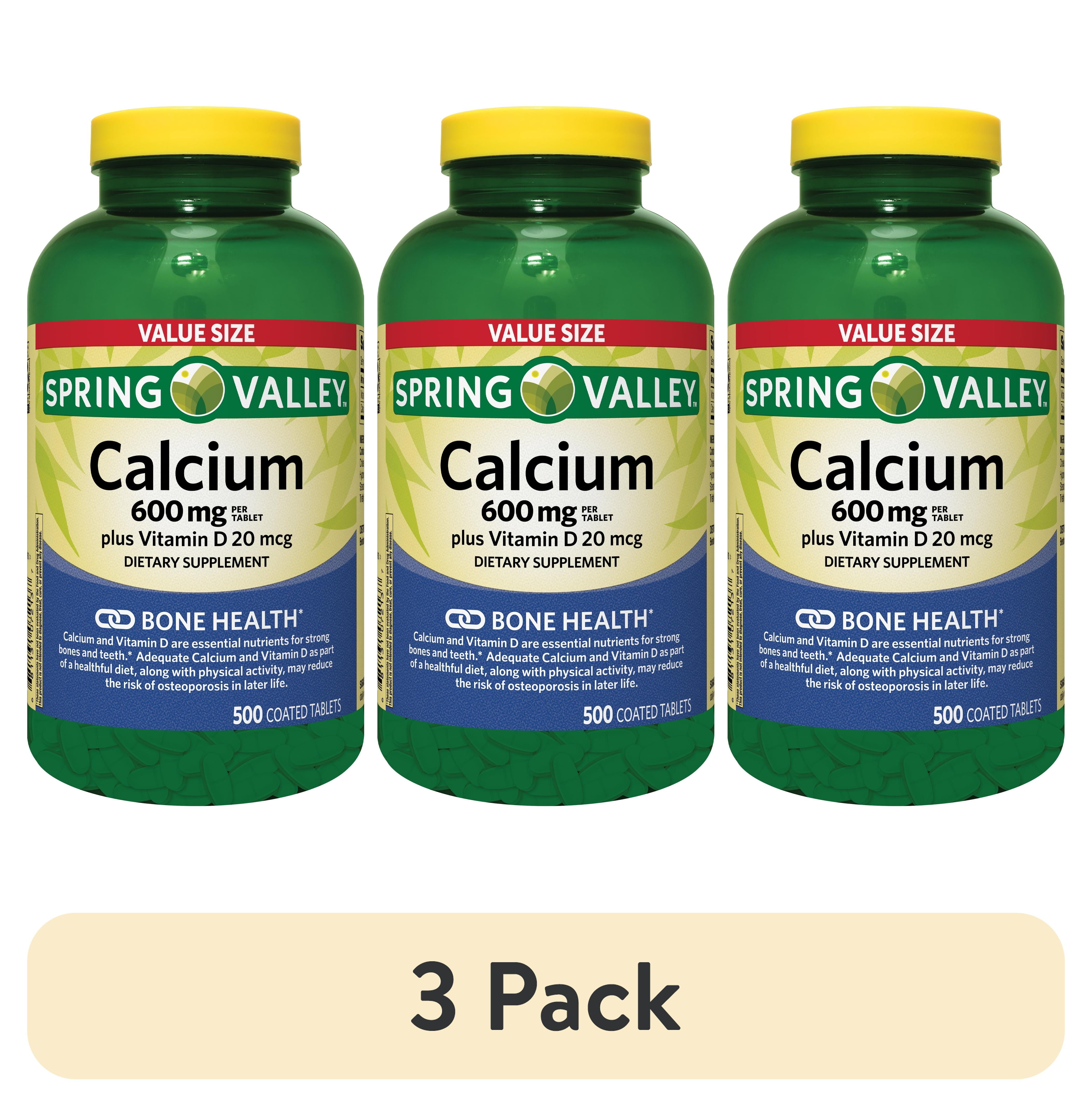 (3 pack) Spring Valley Calcium Plus Vitamin D Bone Health Dietary ...