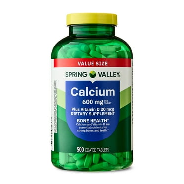 Equate Calcium + D3 Tablets Dietary Supplement, 600 mg, 120 Count, Compare to Caltrate® 600+D3 ...