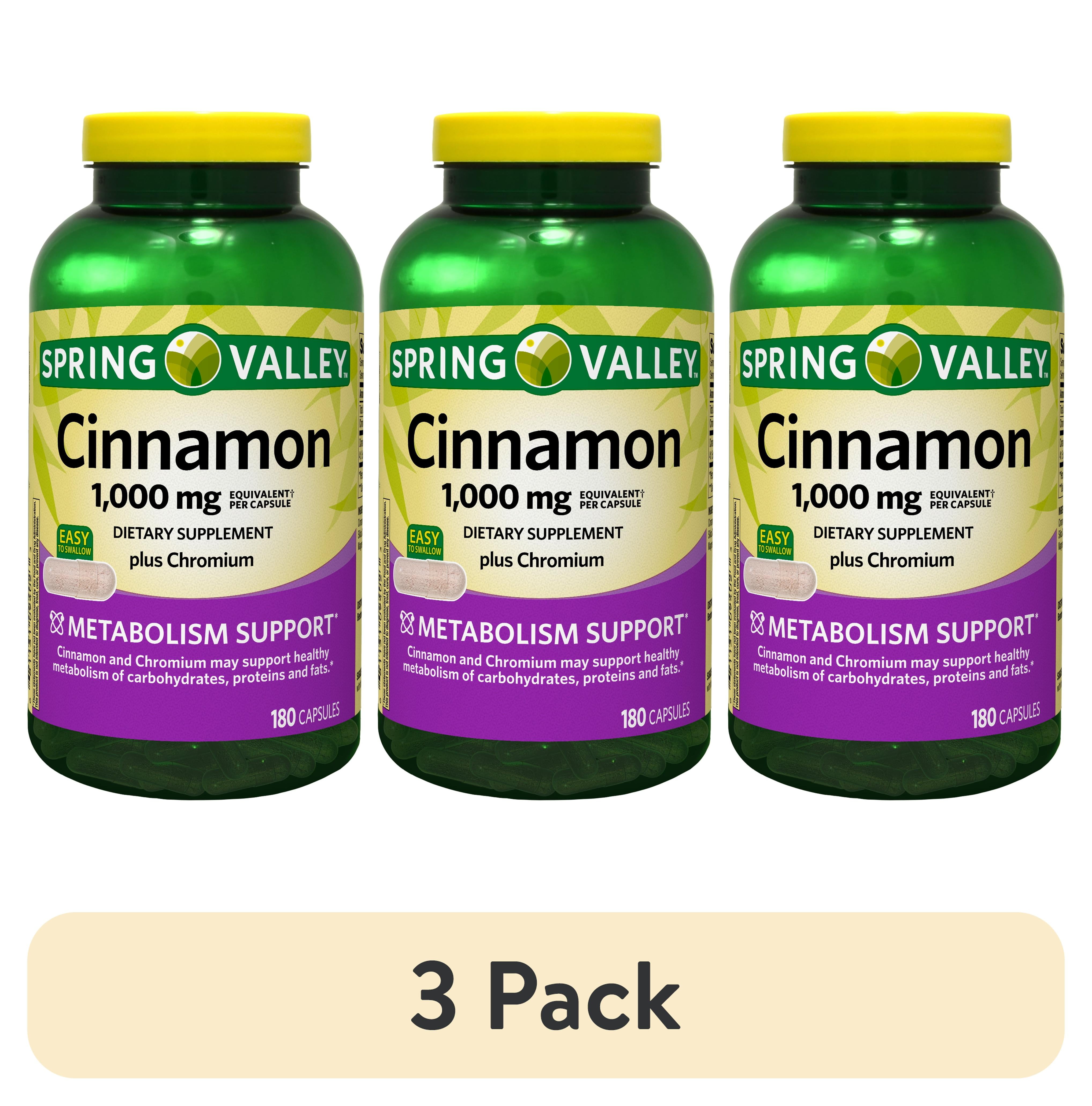 (3 pack) Spring Valley Cinnamon Plus Chromium Capsules Dietary ...