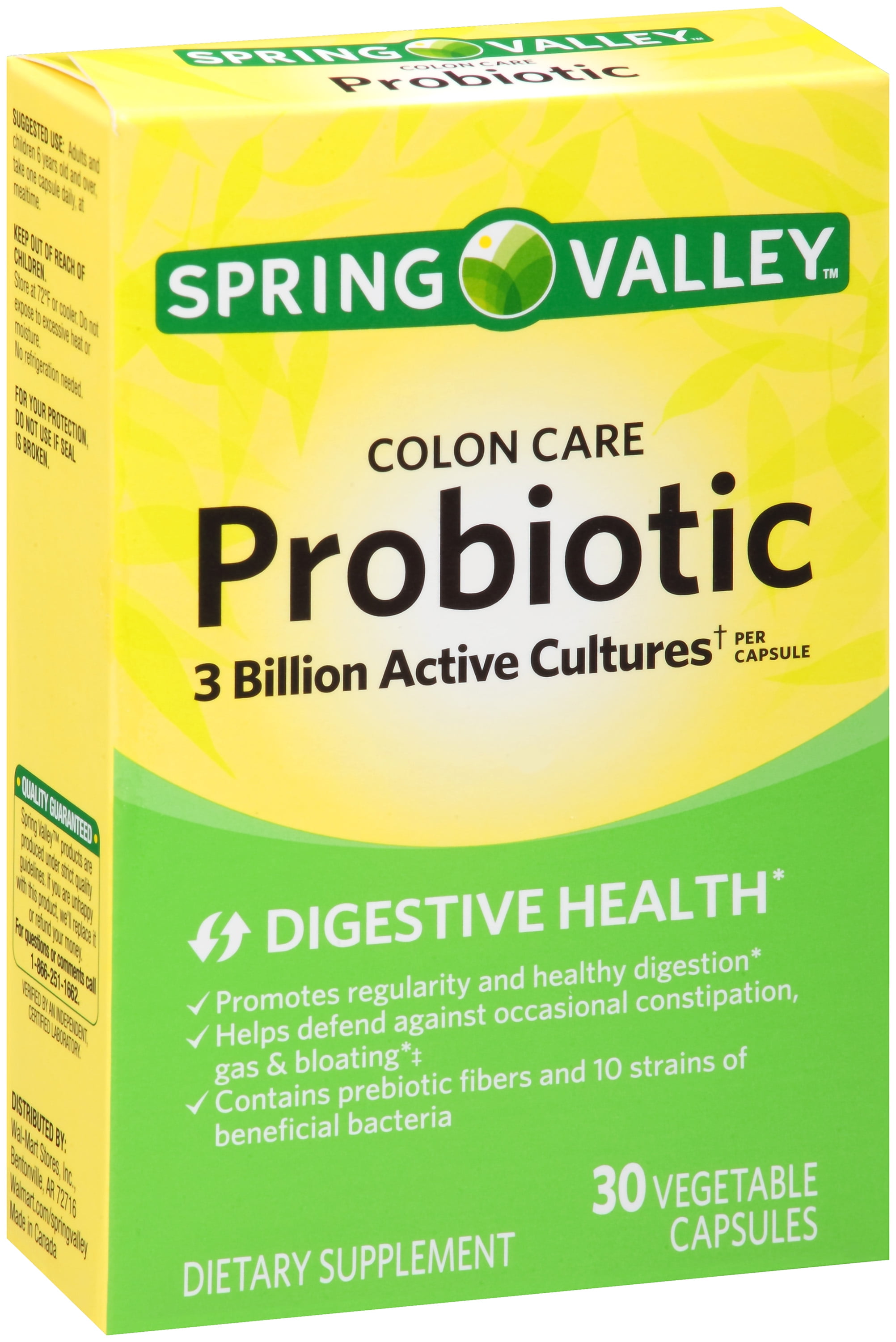 Spring Valley Colon Care Probiotic Vegetable Capsules, 30 Ct - Walmart ...