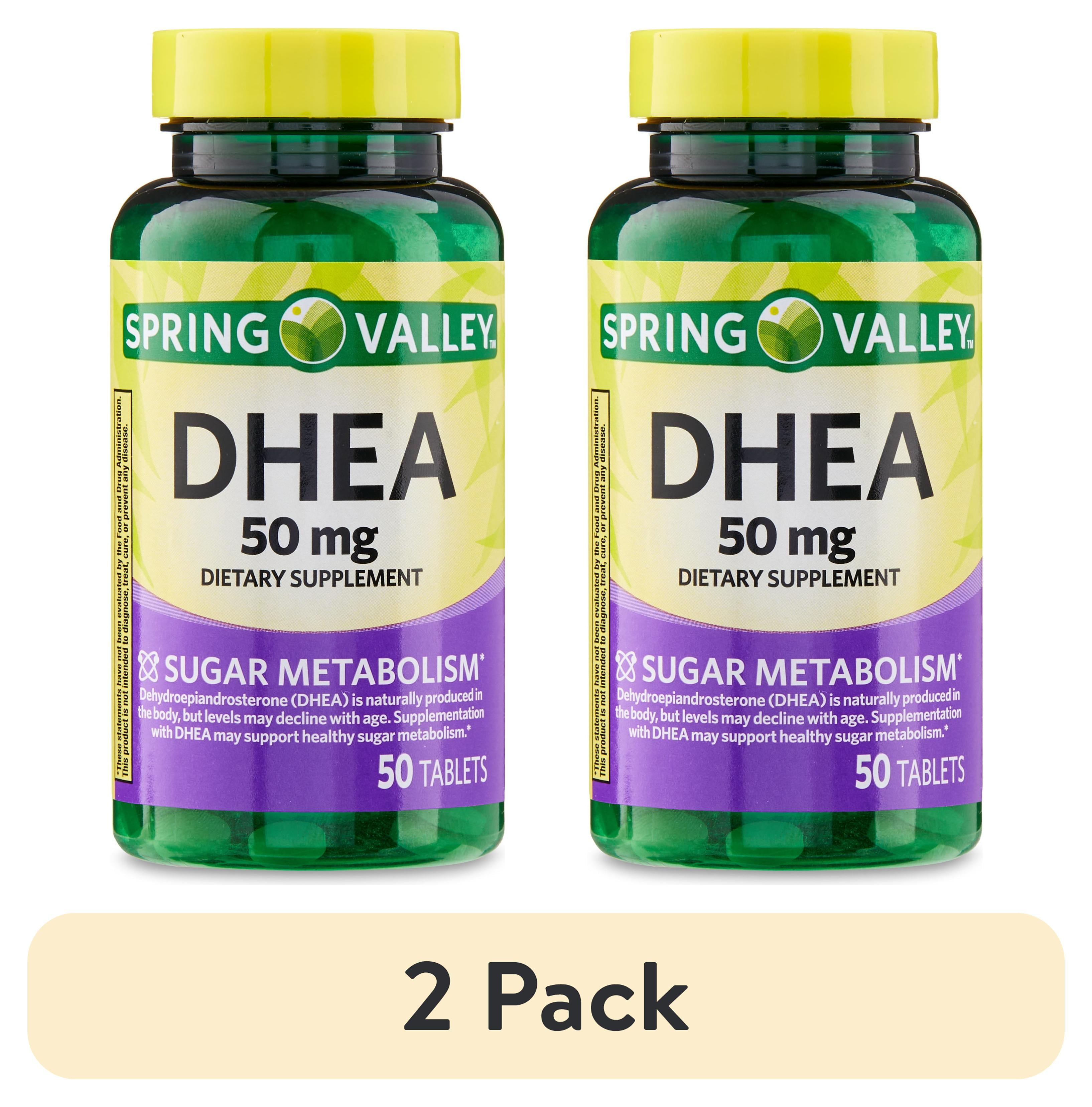 (2 pack) Spring Valley DHEA Tablets, 50 mg, 50 Count - Walmart.com