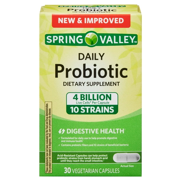 Spring Valley Daily Probiotic Dietary Supplement, 30 Vegetarian ...