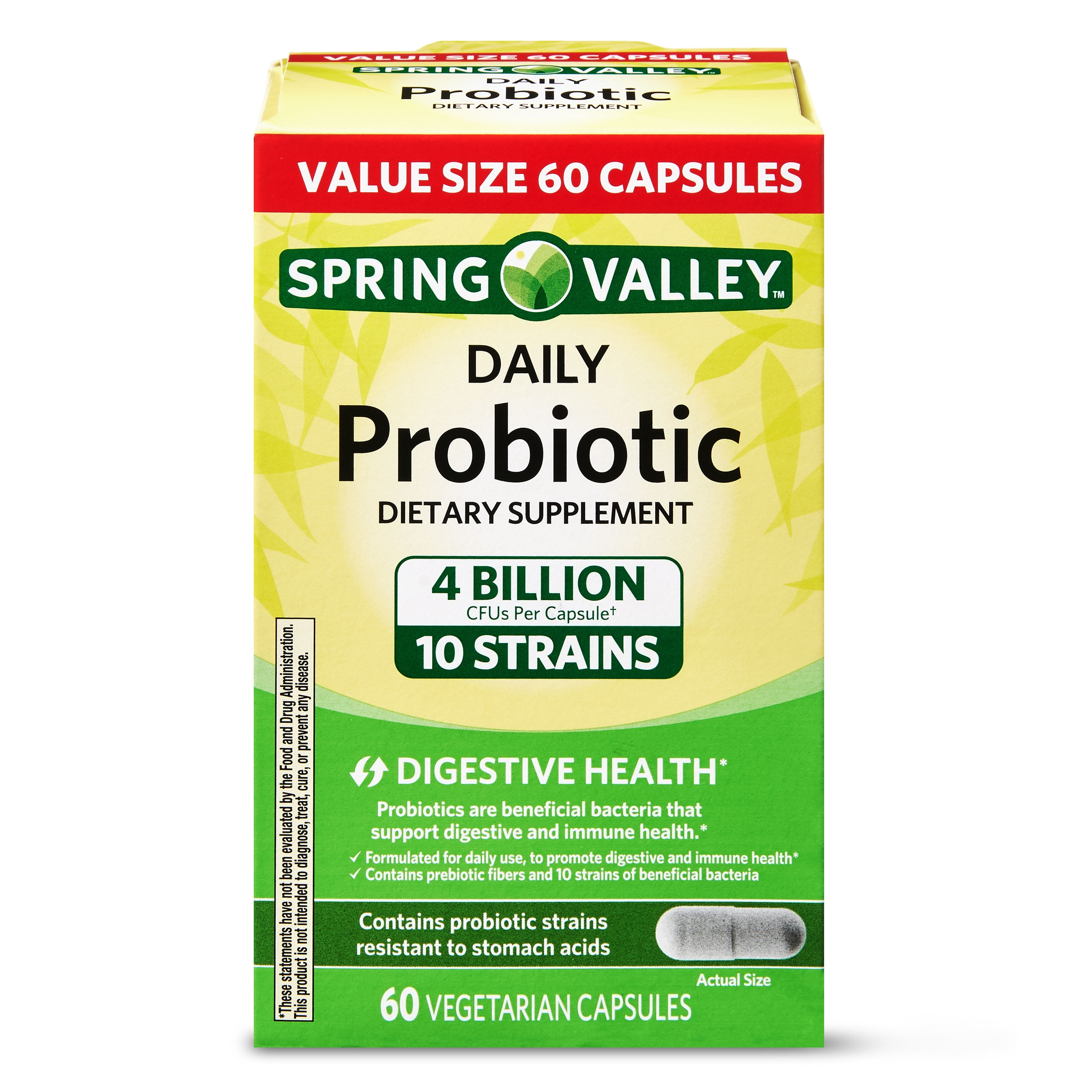 Spring Valley Daily Probiotic Vegetarian Capsules, 60 Count HSA/FSA ...