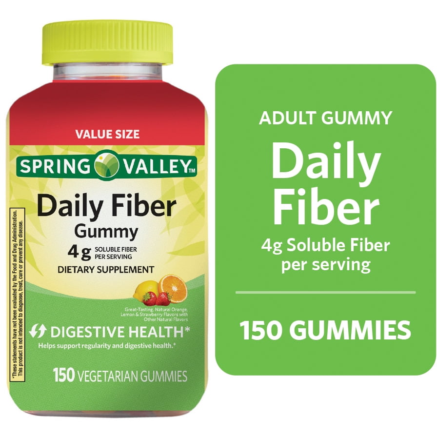 Spring Valley Digestive Health Fiber Supplement Gummies, Orange Lemon ...