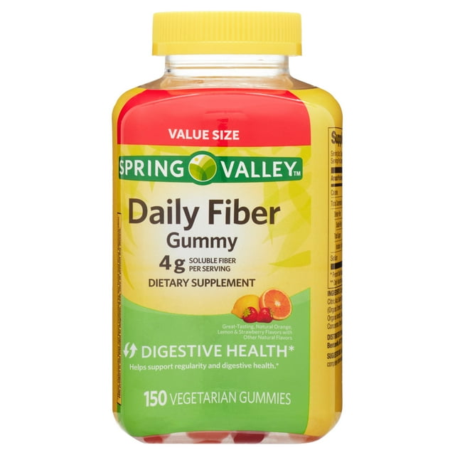 Spring Valley Digestive Health Fiber Supplement Gummies, Orange Lemon ...
