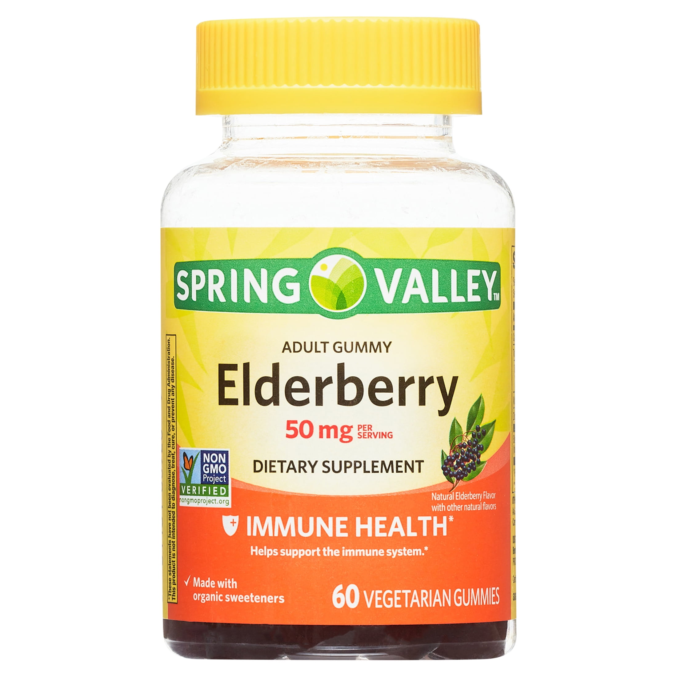 Spring Valley Elderberry Adult Gummies Dietary Supplement, 50 mg, 60 ...