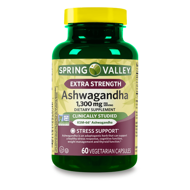 Spring Valley Extra Strength Ashwagandha Dietary Supplement, 1300 mg ...