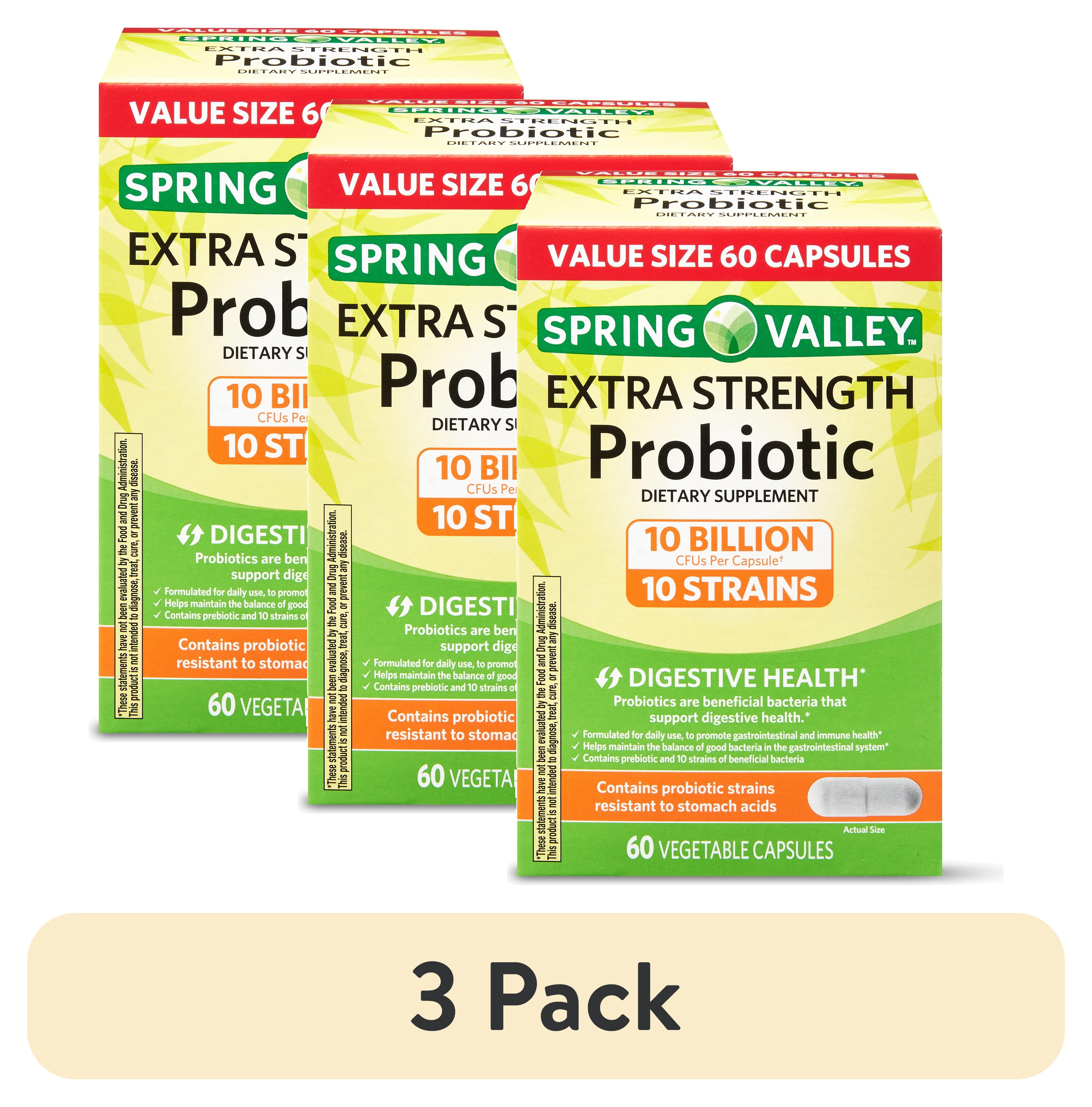 (3 pack) Spring Valley Extra Strength Probiotic Vegetable Capsules, 10B ...