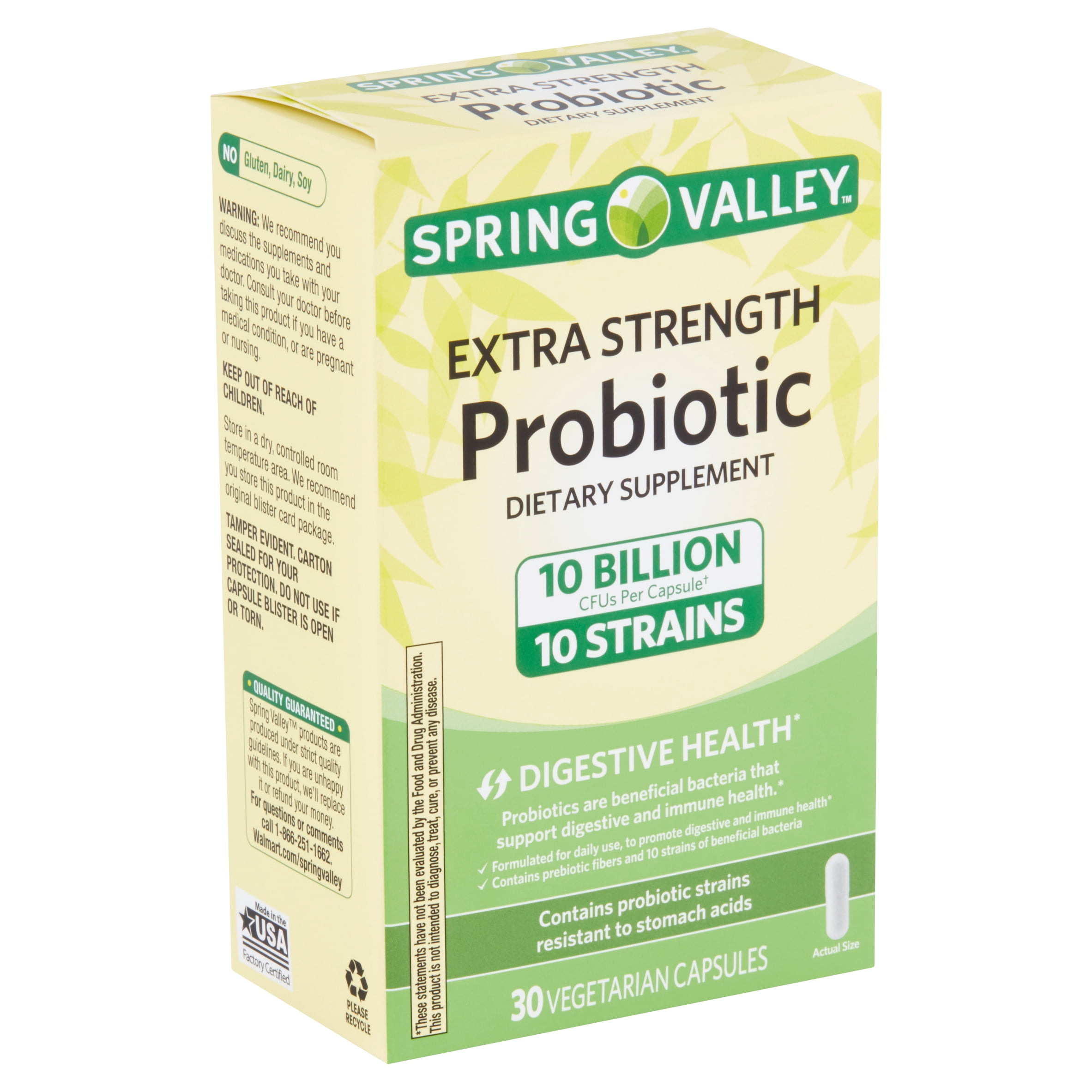 Spring Valley Extra Strength Probiotic Vegetarian Capsules, 30 Count ...