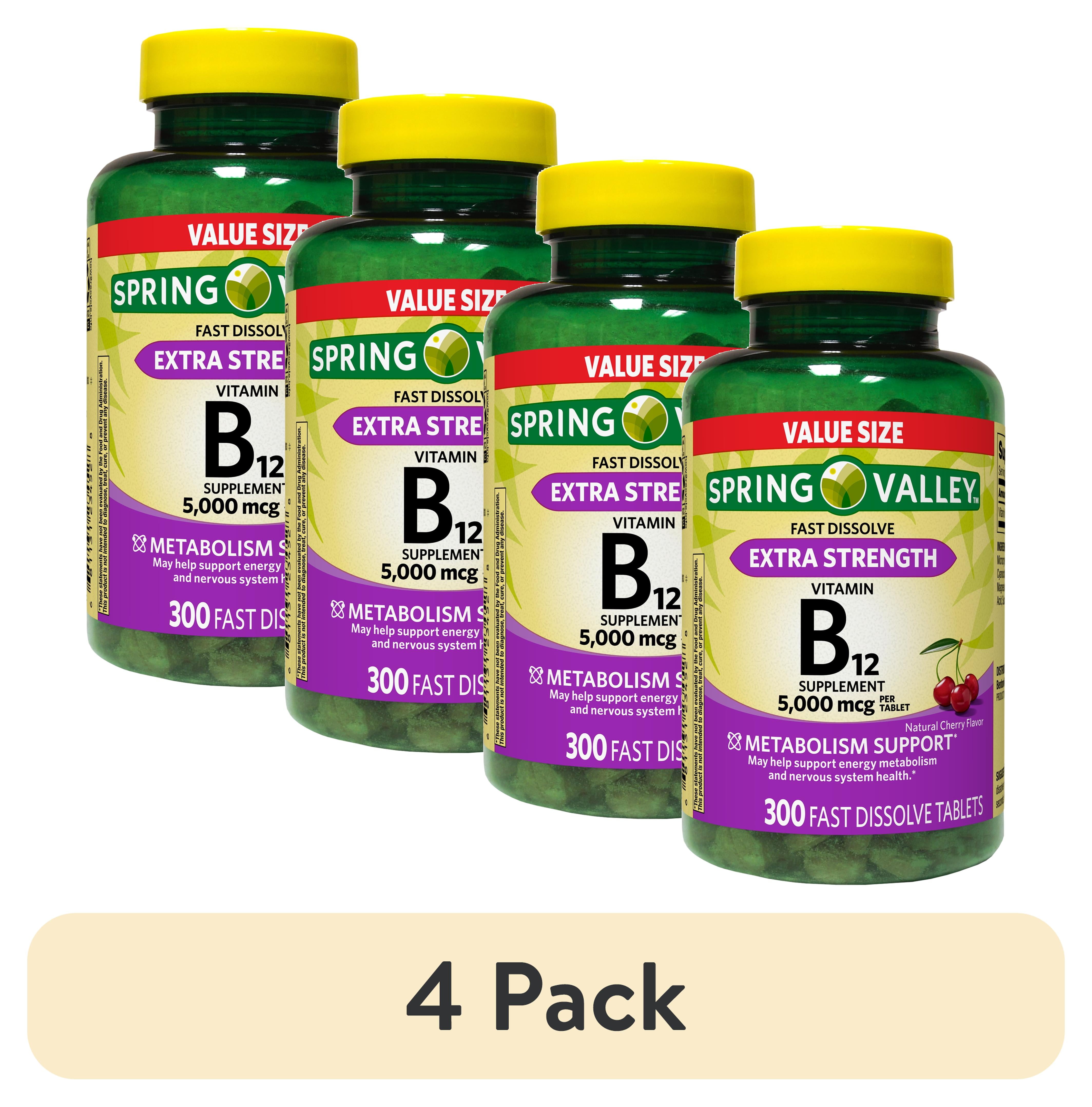 (4 pack) Spring Valley Extra Strength Vitamin B12 Fast Dissolve Tablets ...