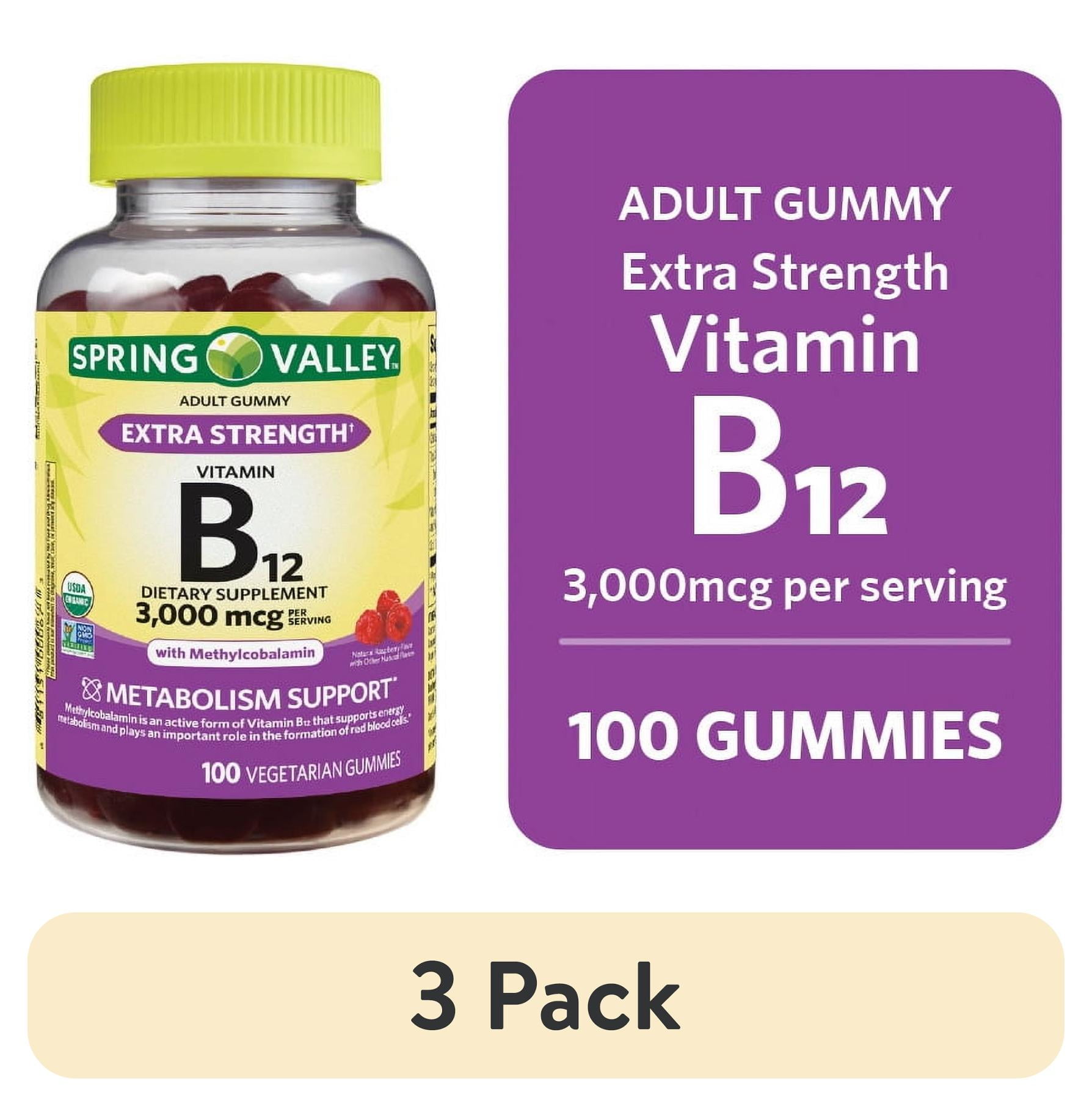 (3 pack) Spring Valley Extra Strength Vitamin B12 Vegetarian Gummies ...