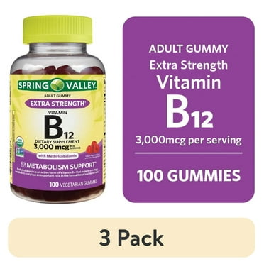 (3 pack) Spring Valley Extra Strength Vitamin B12 Vegetarian Gummies ...