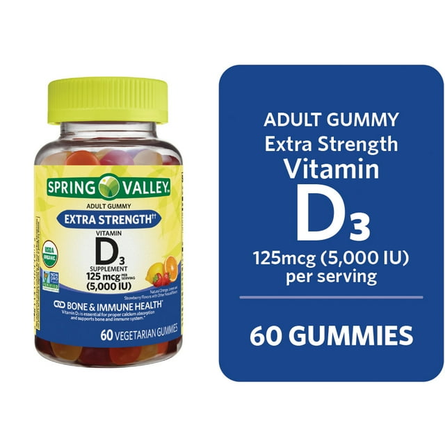 Spring Valley Extra Strength Vitamin D3 Gummies for Bone and Immune ...