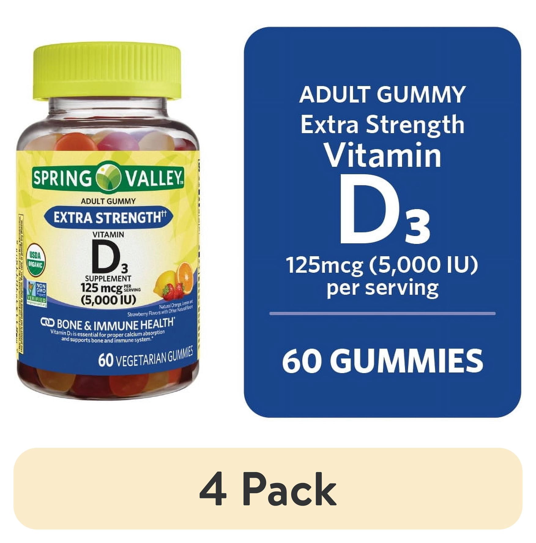 (4 pack) Spring Valley Extra Strength Vitamin D3 Gummies for Bone and ...