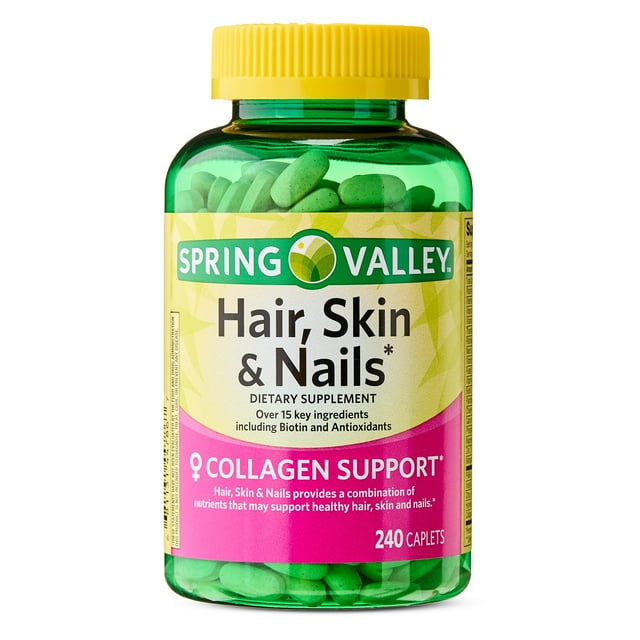 Spring Valley Hair, Skin & Nails Caplets Dietary Supplement, 240 Count ...