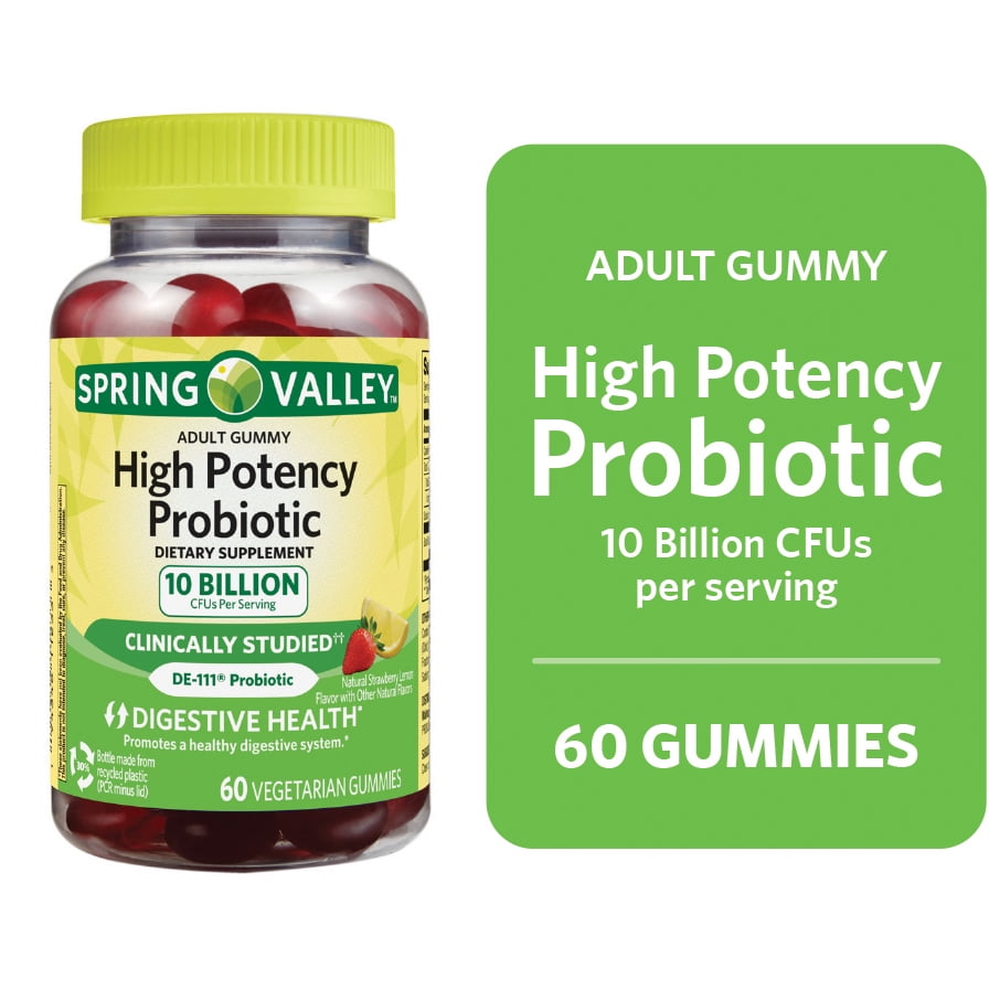 Spring Valley High Potency Probiotic Gummies, 10B CFU, Strawberry ...