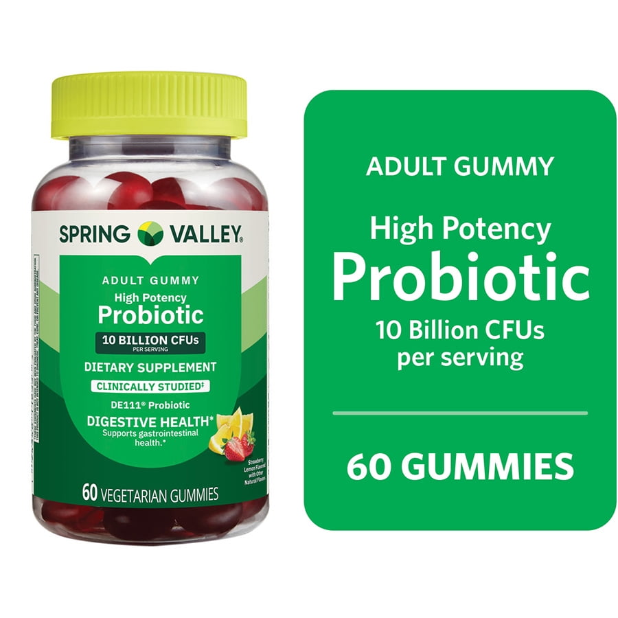Spring Valley Probiotic Vegetarian Gummies Strawberry Lemonade 10B CFU ...