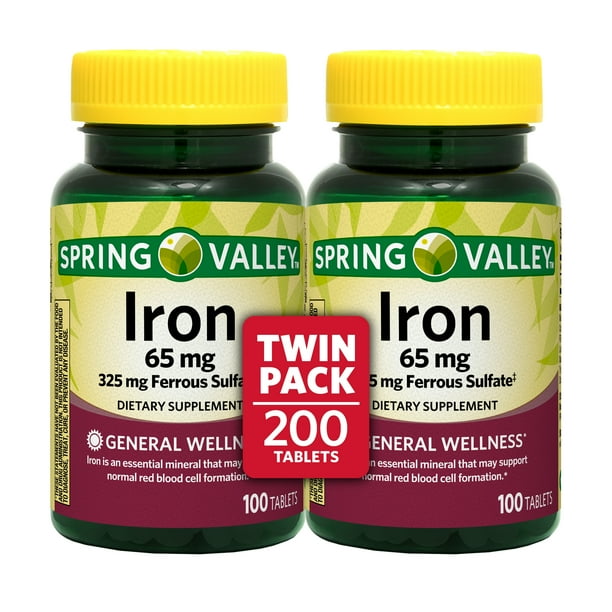 Spring Valley Iron General Wellness Dietary Supplement Tablets Twin ...