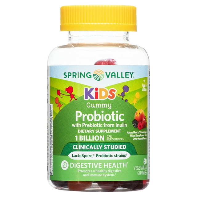 Spring Valley Kids Inulin Probiotic Supplement Vegetarian Gummies ...