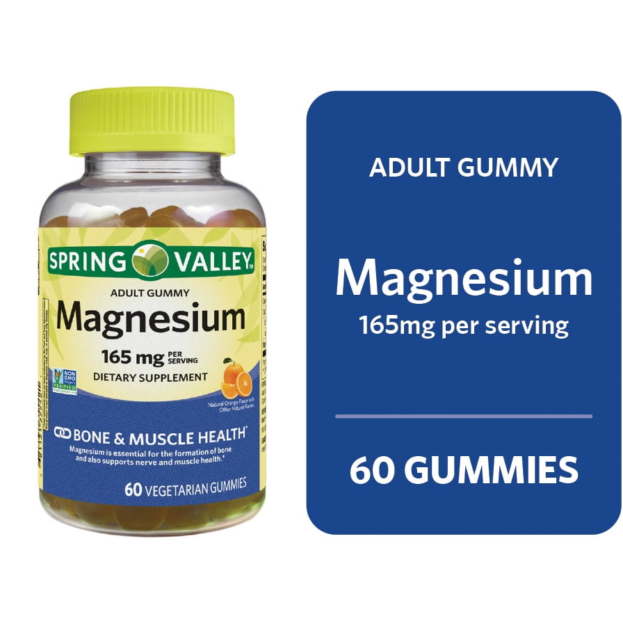 Spring Valley Bone And Muscle Magnesium Supplement Gummies, Orange ...